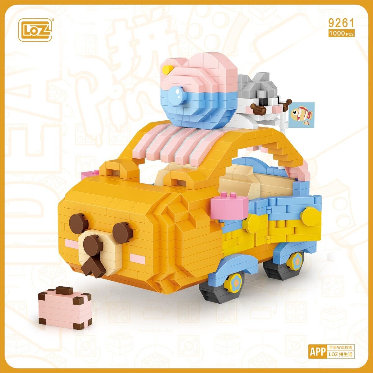 LOZ Diamond Blocks Bear Car (1000 Pcs) Nano Building Blocks 9261 – Toymart