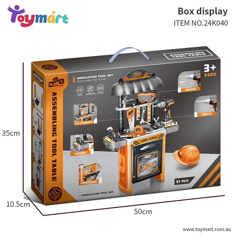 Toymart 51-Piece Kids Tool Set – Assembling Tool Table with Electric D