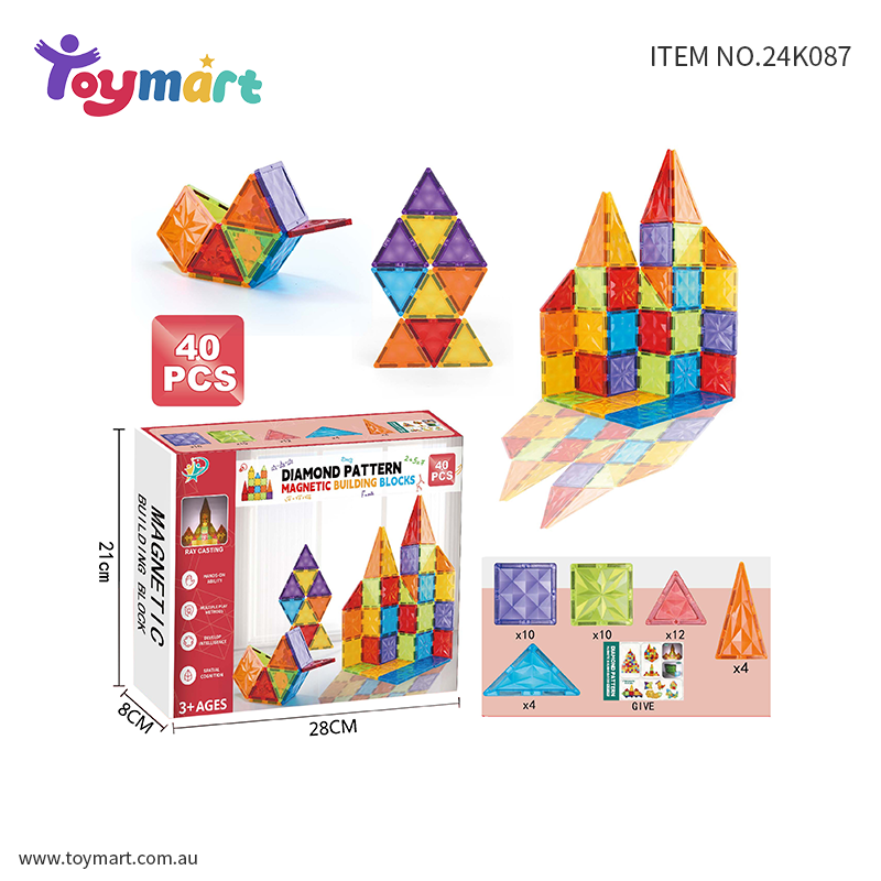 Diamond Pattern Magnetic Building Blocks – Creative Construction Fun f ...