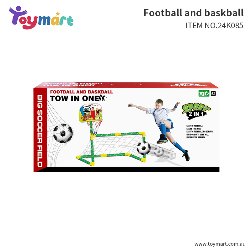 2 In 1 Football Soccer Goal Basketball Hoop Kids Outdoor Indoor Game S ...