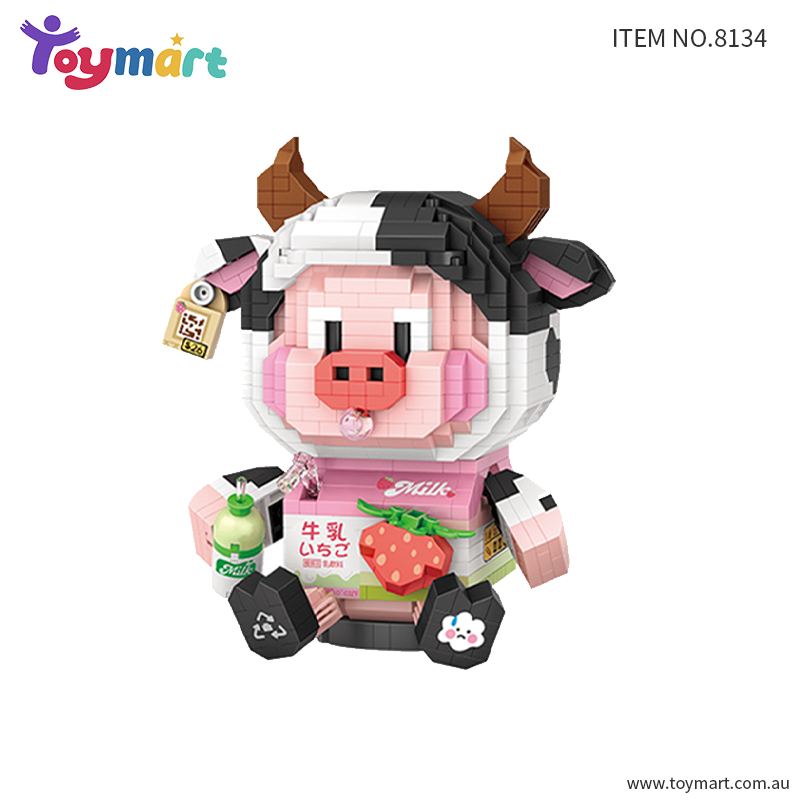 Toymart Strawberry Milk Piggy Pig Building Blocks Set – DIY 3D Piggy M